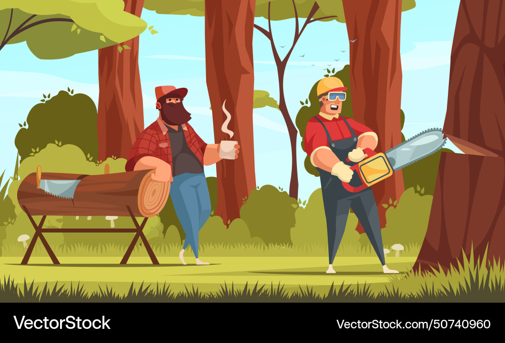 Lumberjack cartoon composition Royalty Free Vector Image