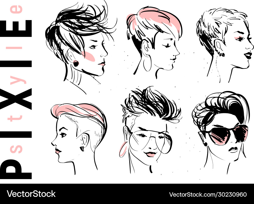 Pixie Cut Women Royalty Free Vector Image - VectorStock