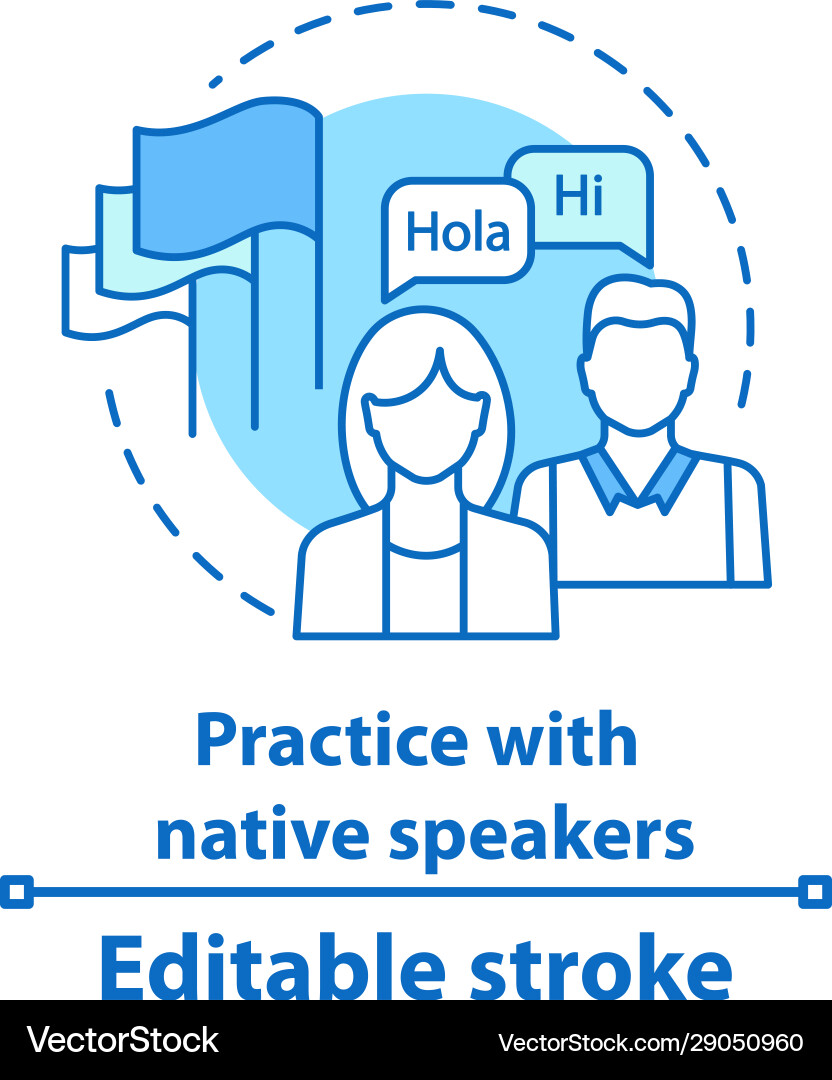 Practice with native speaker concept icon Vector Image