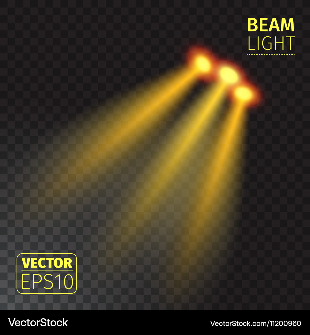 Realistic beam lights on transparent background Vector Image