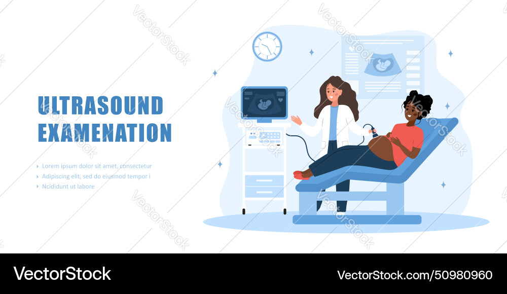 Ultrasound examination landing page template Vector Image