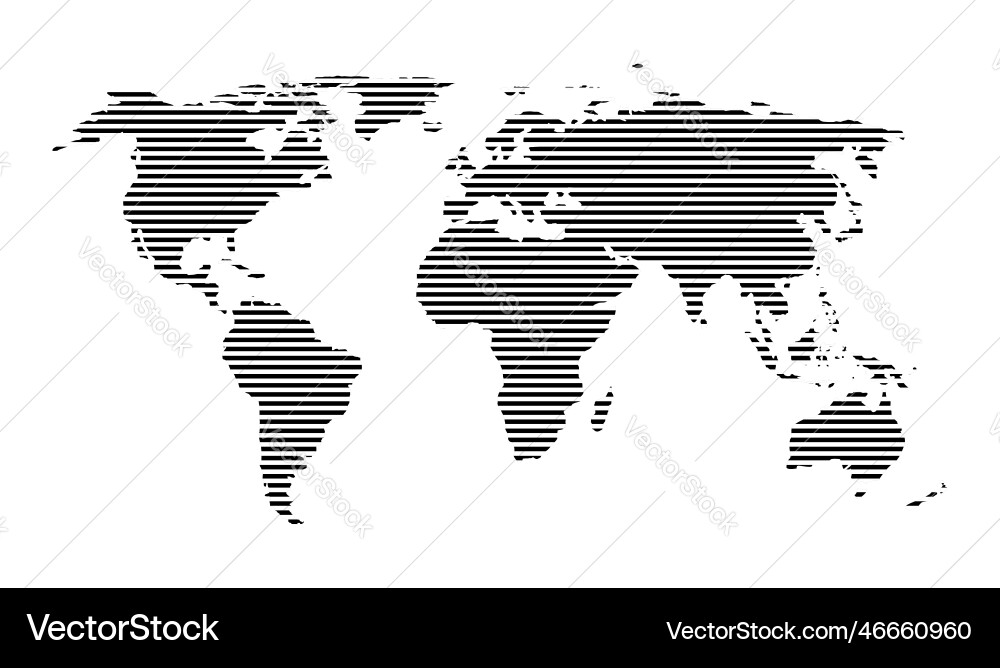 World map with horizontal lines stripes pattern Vector Image