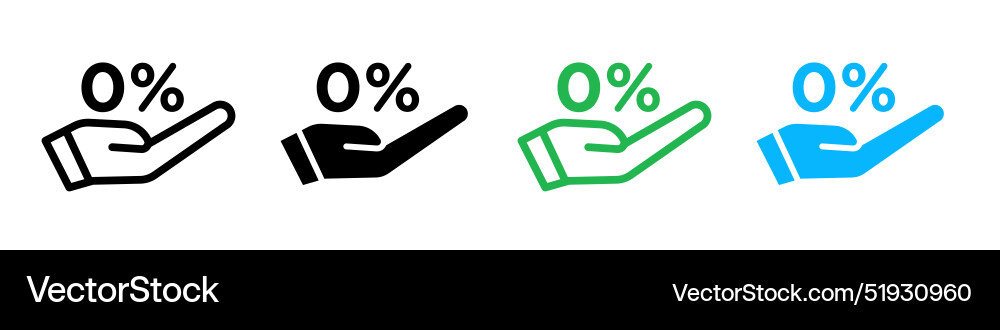 Zero percent financial rate badge icon Royalty Free Vector