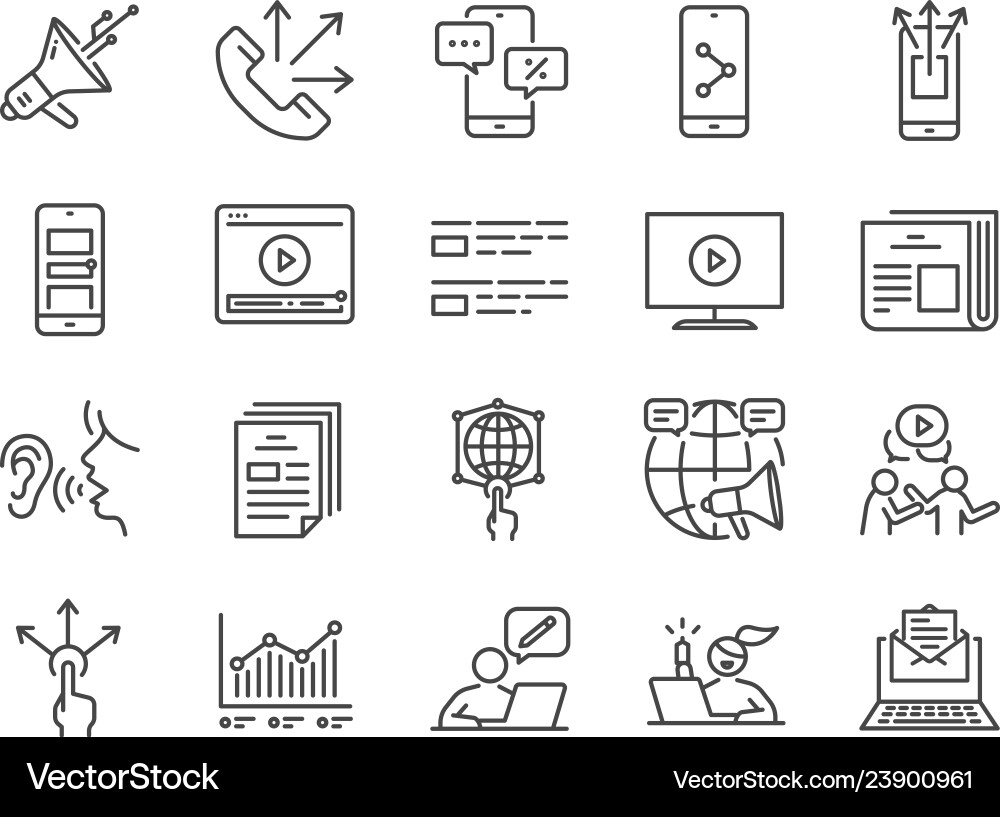 Advertising Icon Collection Royalty Free Vector Image