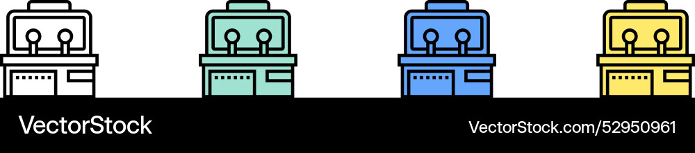 Arcade machine icon outline green blue and yellow Vector Image
