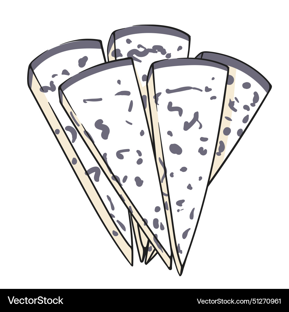 Blue cheese piece set Royalty Free Vector Image