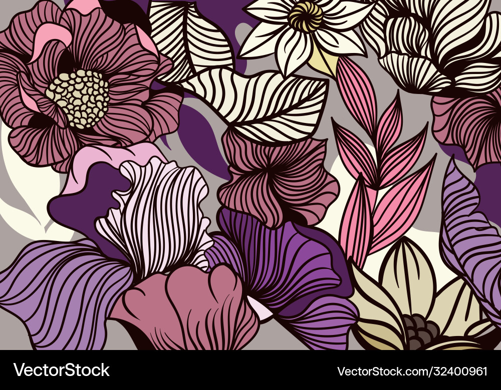 Bold flower pattern in full frame Royalty Free Vector Image