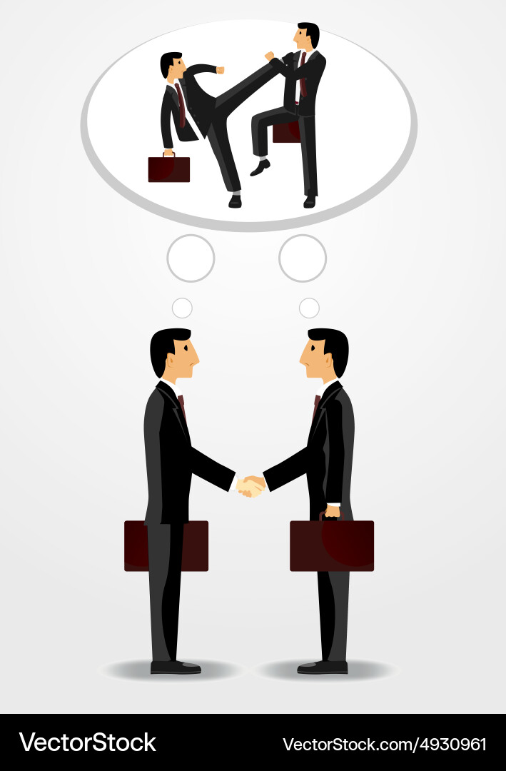Businessmen in Conflict - Handshake & Struggle