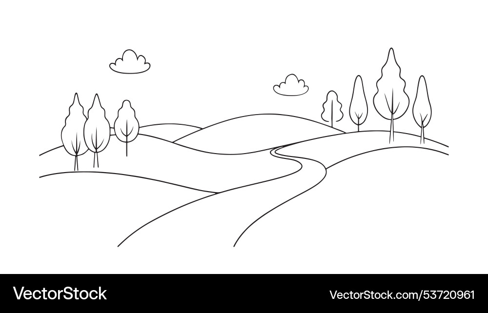 Dirt road continuous line art flat on white Vector Image