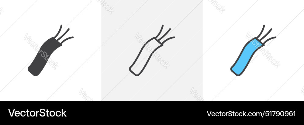 Electric cable icon set black filled and outlined Vector Image