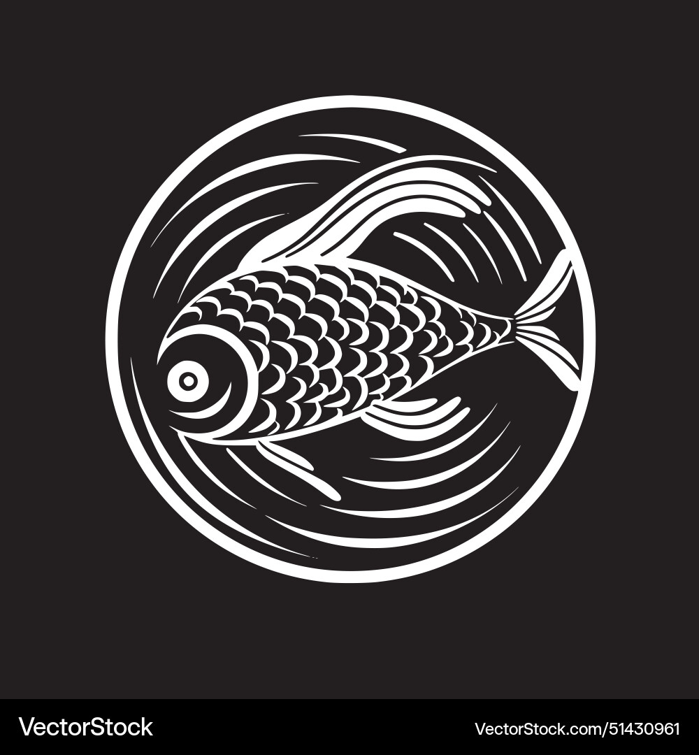 Fish - black and white isolated icon Royalty Free Vector