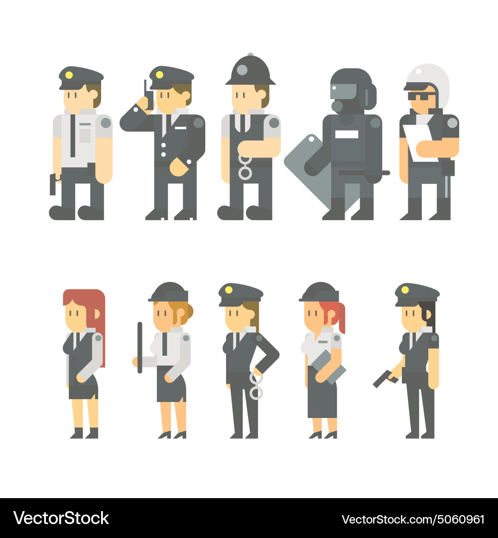Flat design of police set Royalty Free Vector Image