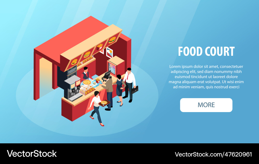 Food court horizontal banner Royalty Free Vector Image