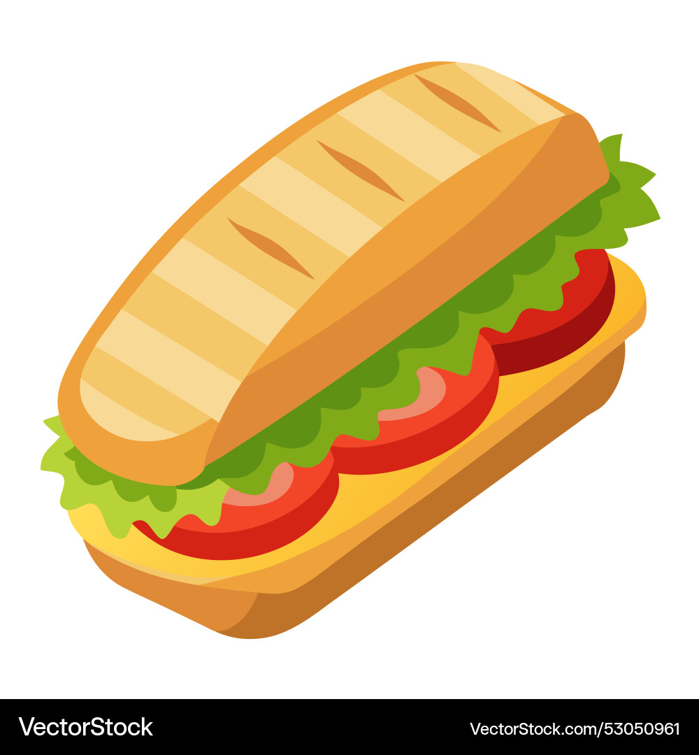 Fresh tasty panini closeup top view template Vector Image