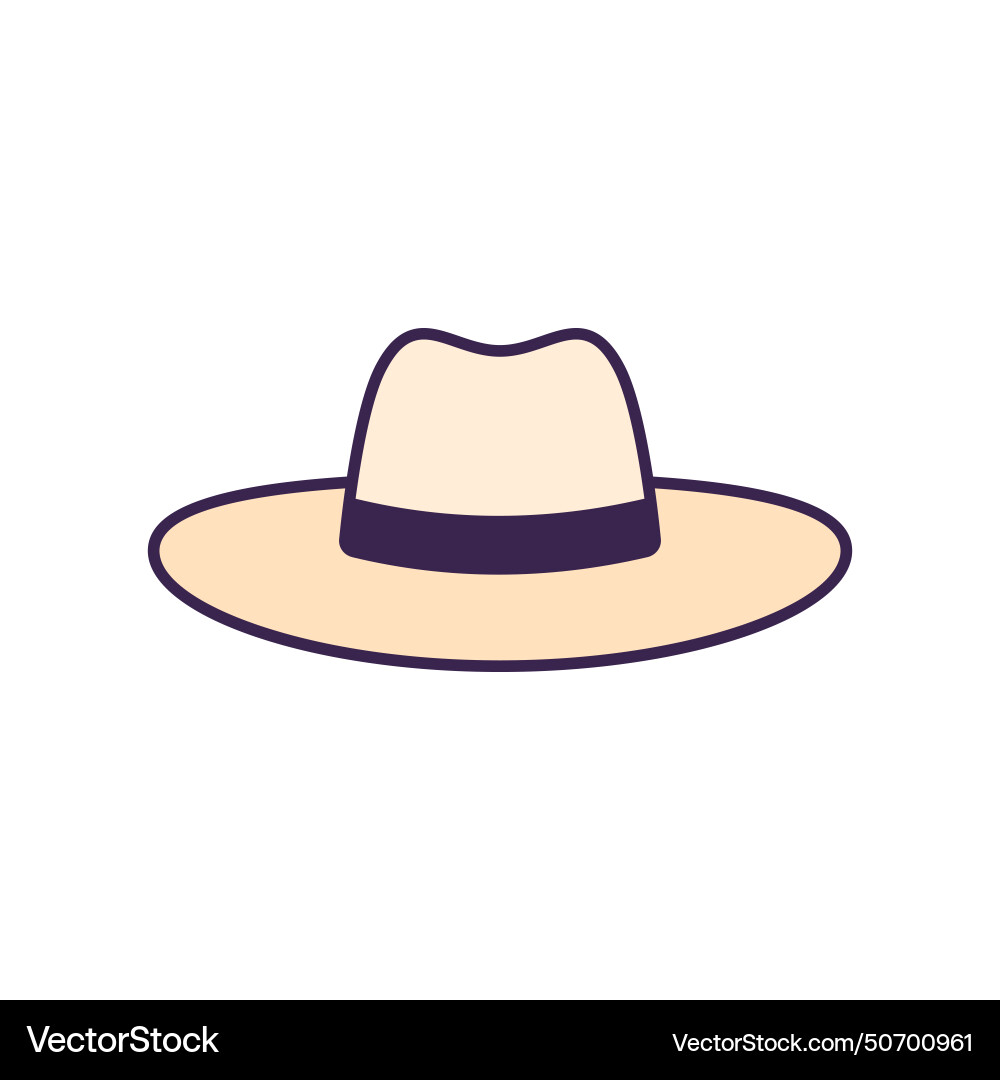 Hat with wide brim on white icon Royalty Free Vector Image