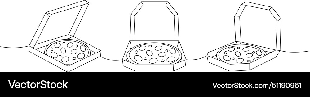 Italian pizza in boxes one line continuous drawing