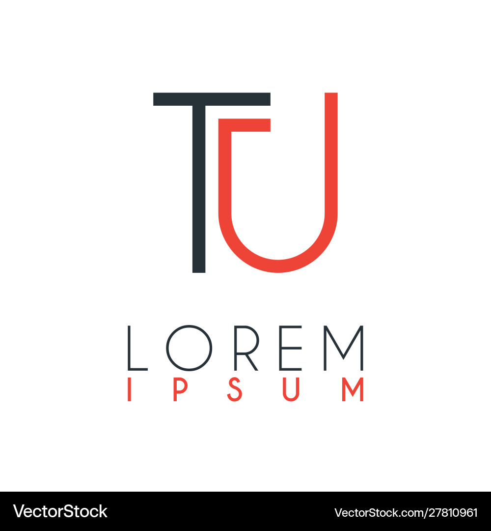 Logo between letter t and u or tu Royalty Free Vector Image