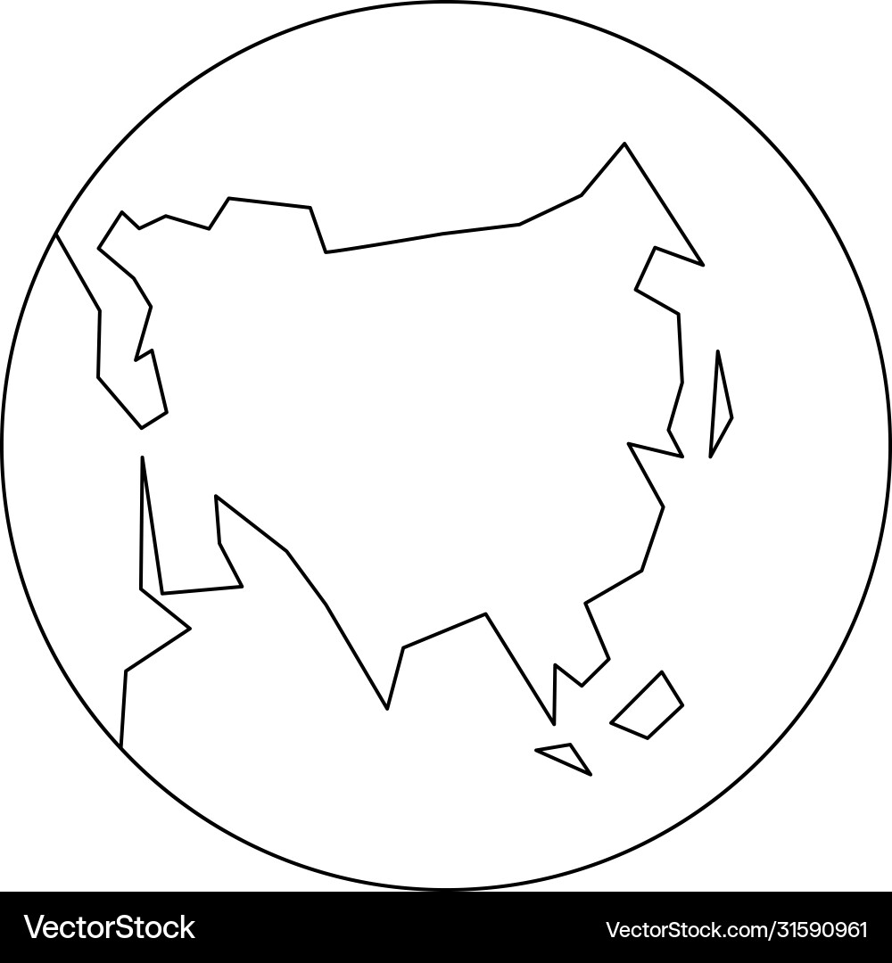 Simplified outline earth globe with map world Vector Image