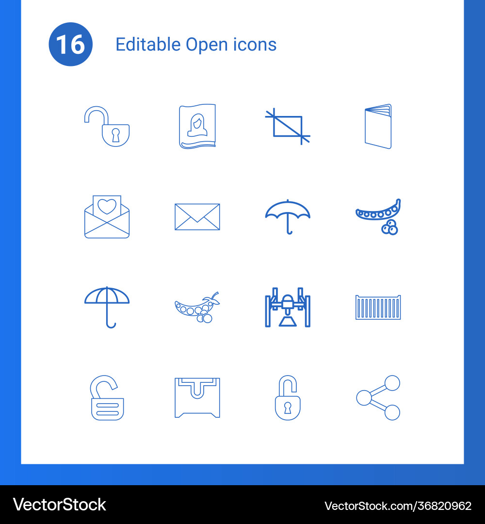 16 open icons Royalty Free Vector Image - VectorStock
