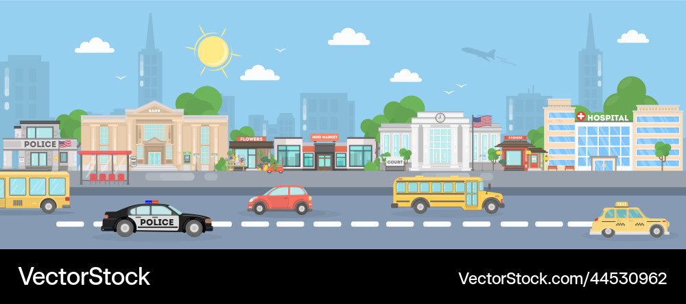 American City Streetscape Royalty Free Vector Image