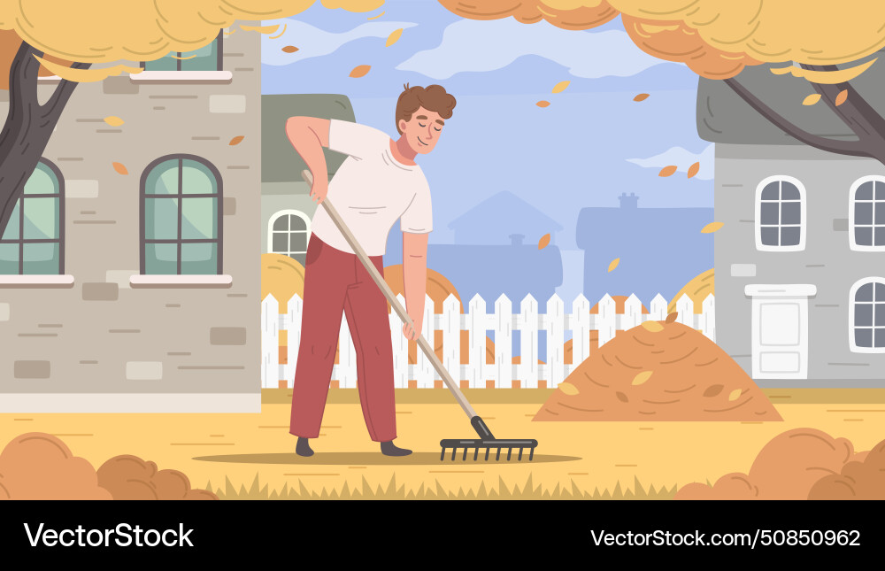 Autumn lawn cartoon Royalty Free Vector Image - VectorStock