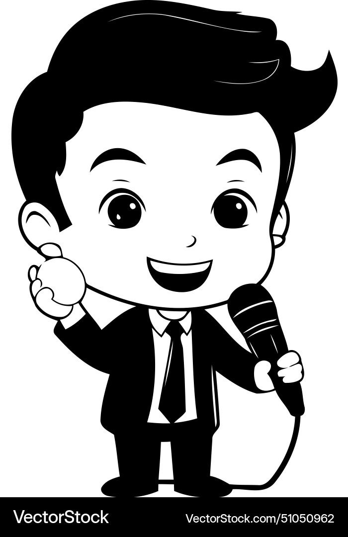 Businessman speaking with microphone cartoon Vector Image