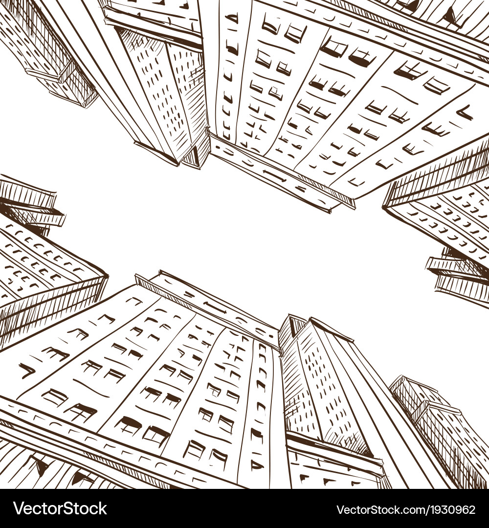 City hand drawn Royalty Free Vector Image - VectorStock