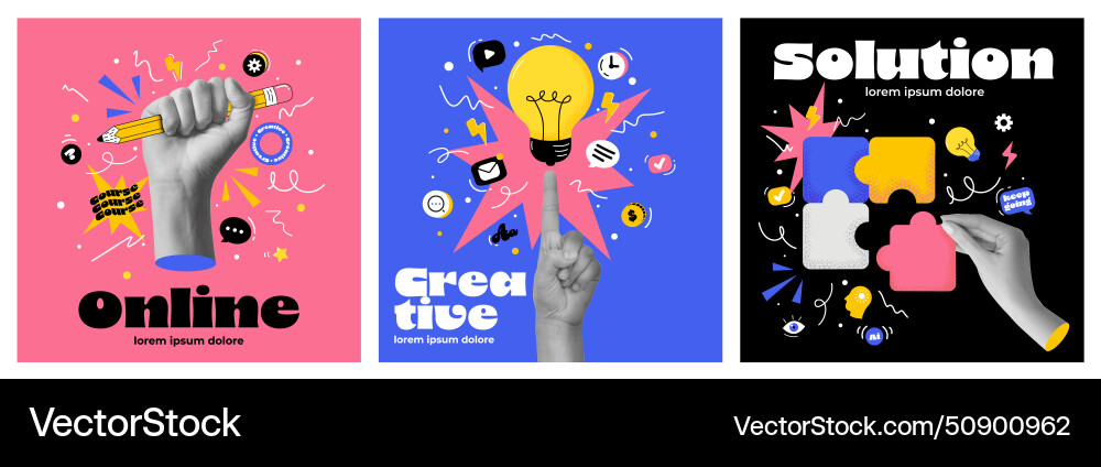 Collage poster design - education Royalty Free Vector Image