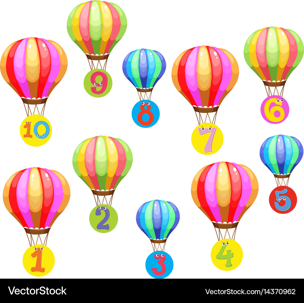 Counting numbers on colorful balloons Royalty Free Vector