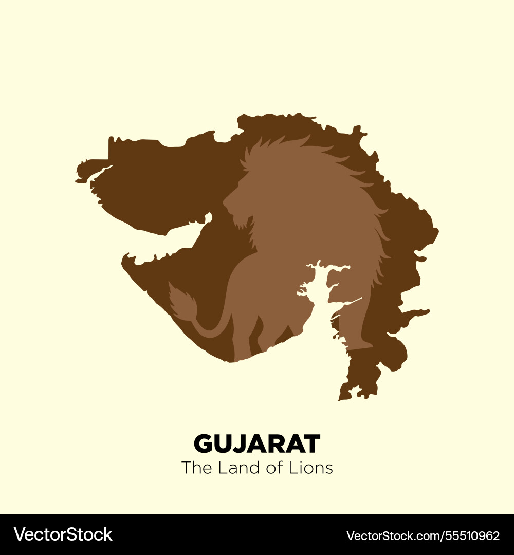 Gujarat silhouette map Royalty Free Vector Image