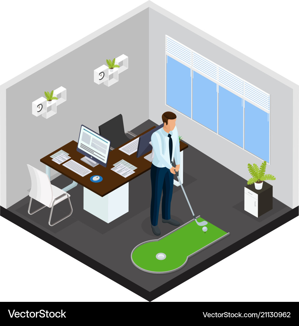 Isometric mini golf template Royalty Free Vector Image