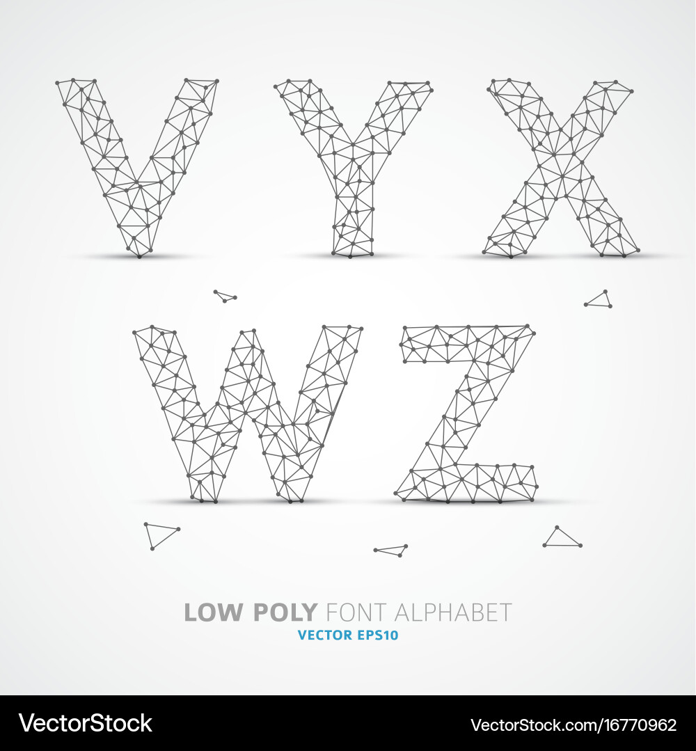 Low Poly Alphabet - Wireframe Font Royalty Free Vector Image