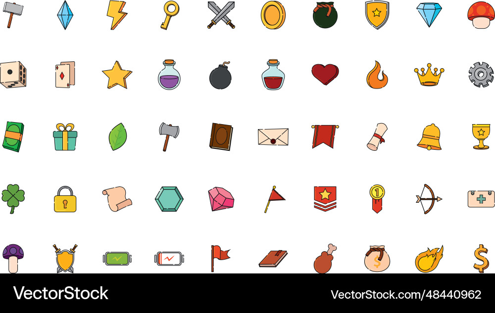 Set of colored gaming icons Royalty Free Vector Image