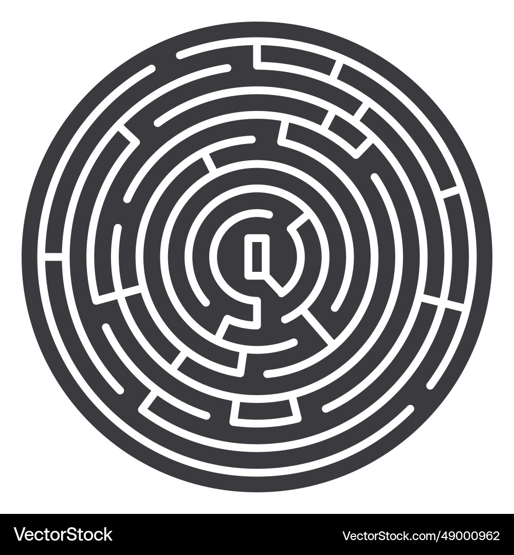 Simple circle shaped maze cut out Royalty Free Vector Image