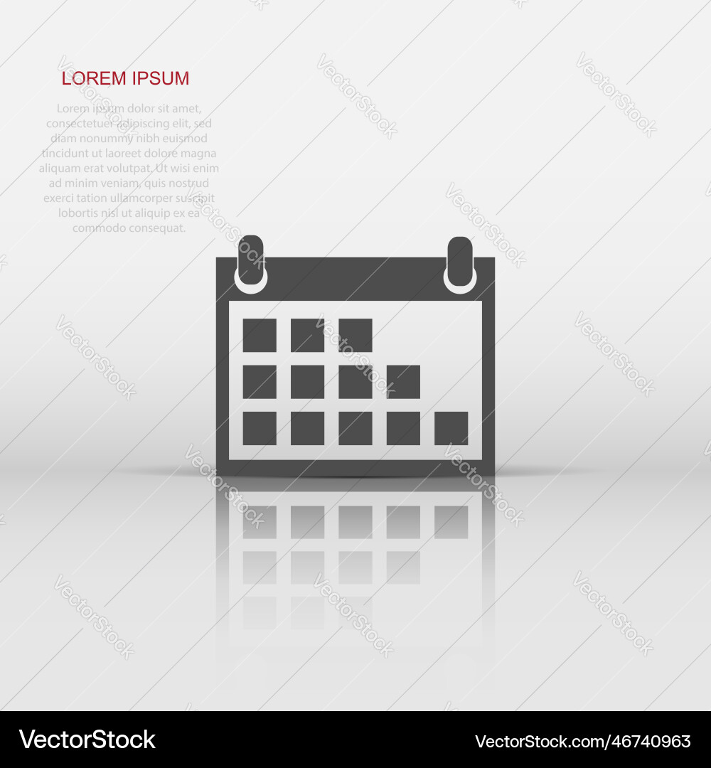 Calendar icon in flat style sign Royalty Free Vector Image