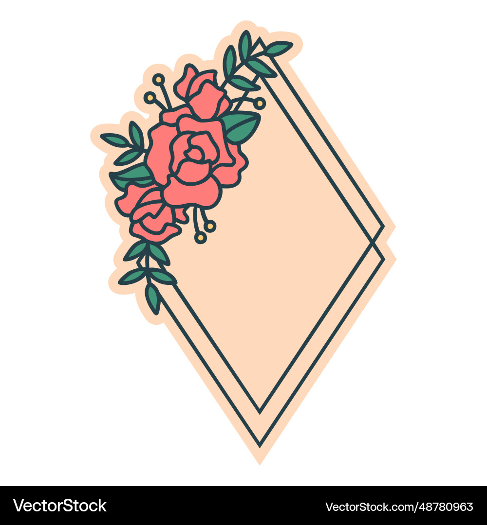 Diamond floral frame Royalty Free Vector Image
