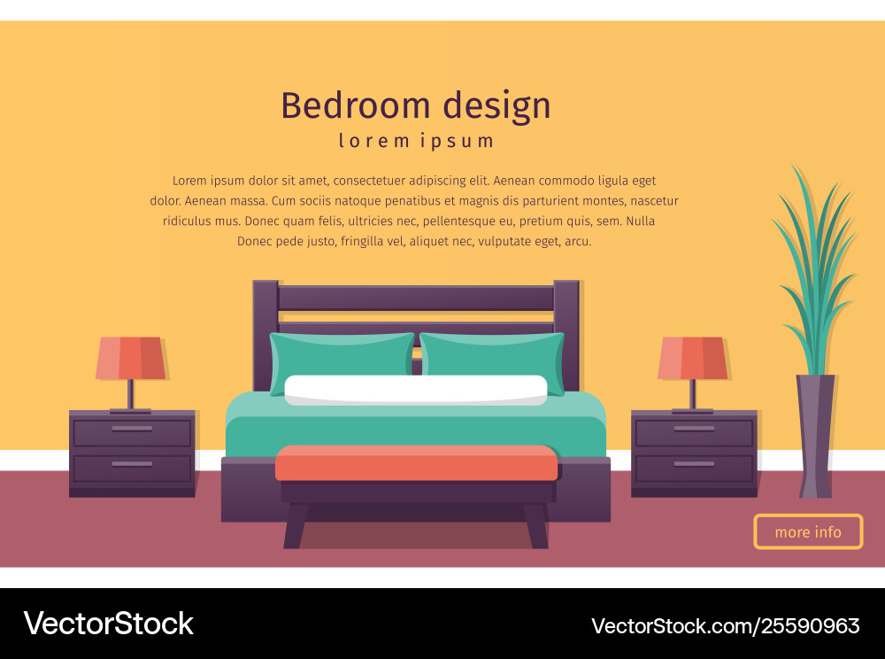Flat design hotel room background Royalty Free Vector Image