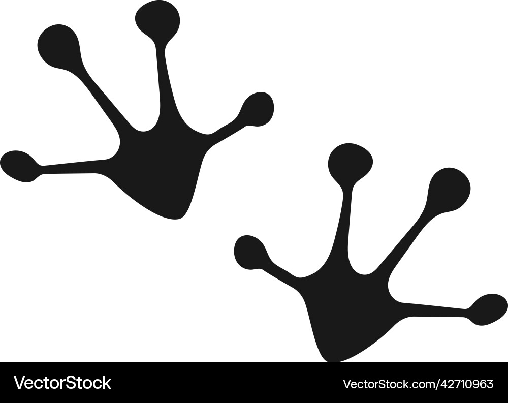 Frog footprint toad feet black silhouette logo Vector Image