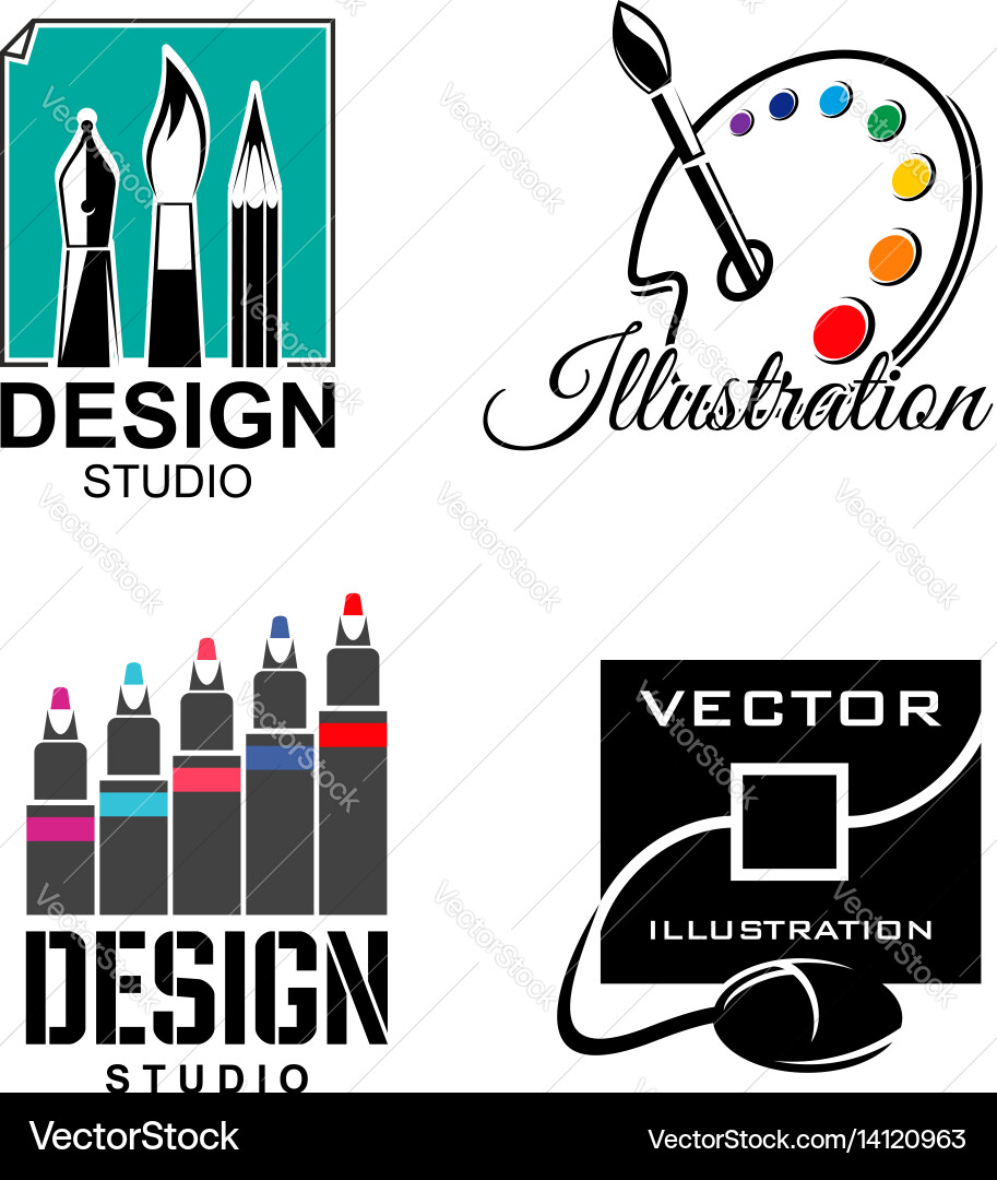 Graphic designer or design studio icons Royalty Free Vector
