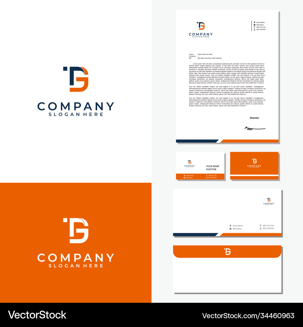 Letter t and g logo brand identity Royalty Free Vector Image