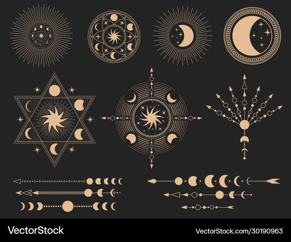 Mystic magic symbols set Royalty Free Vector Image