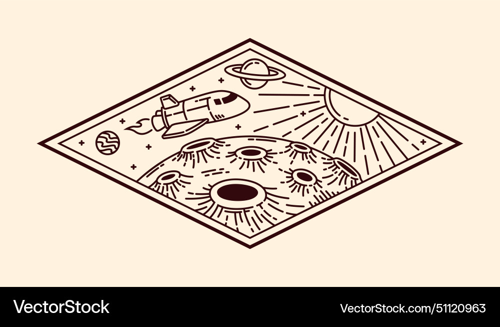 Nature landscape line art template Royalty Free Vector Image