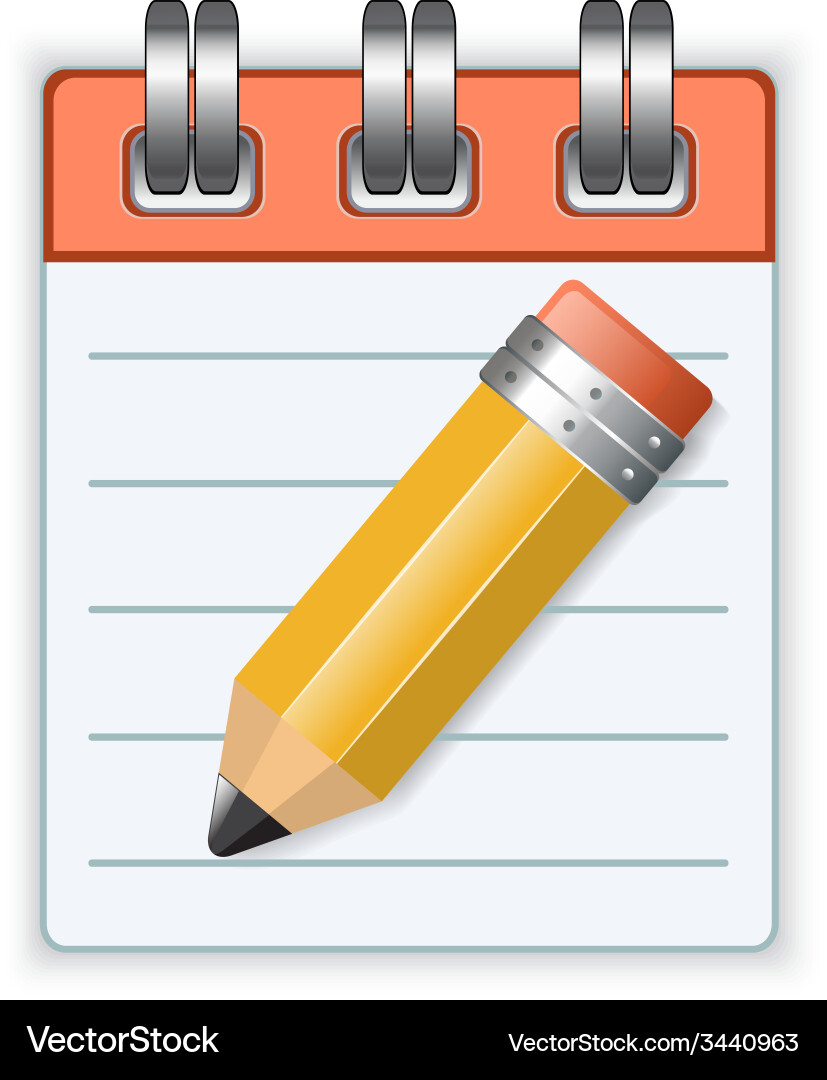 Notebook and pencil Royalty Free Vector Image - VectorStock