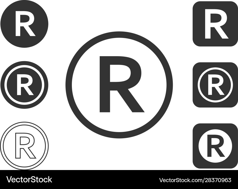 Registered trade mark icon shape sign set button Vector Image