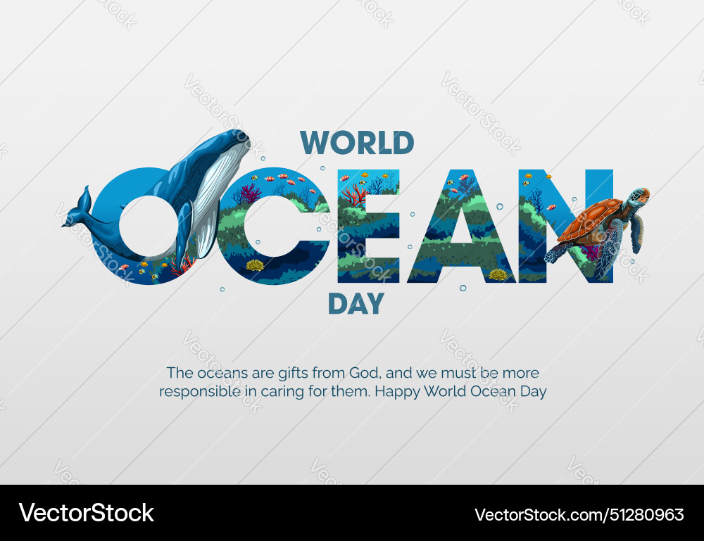 Save our oceans world day design Royalty Free Vector Image