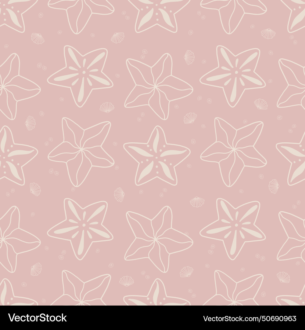 Seamless pattern pastel colored starfish Vector Image