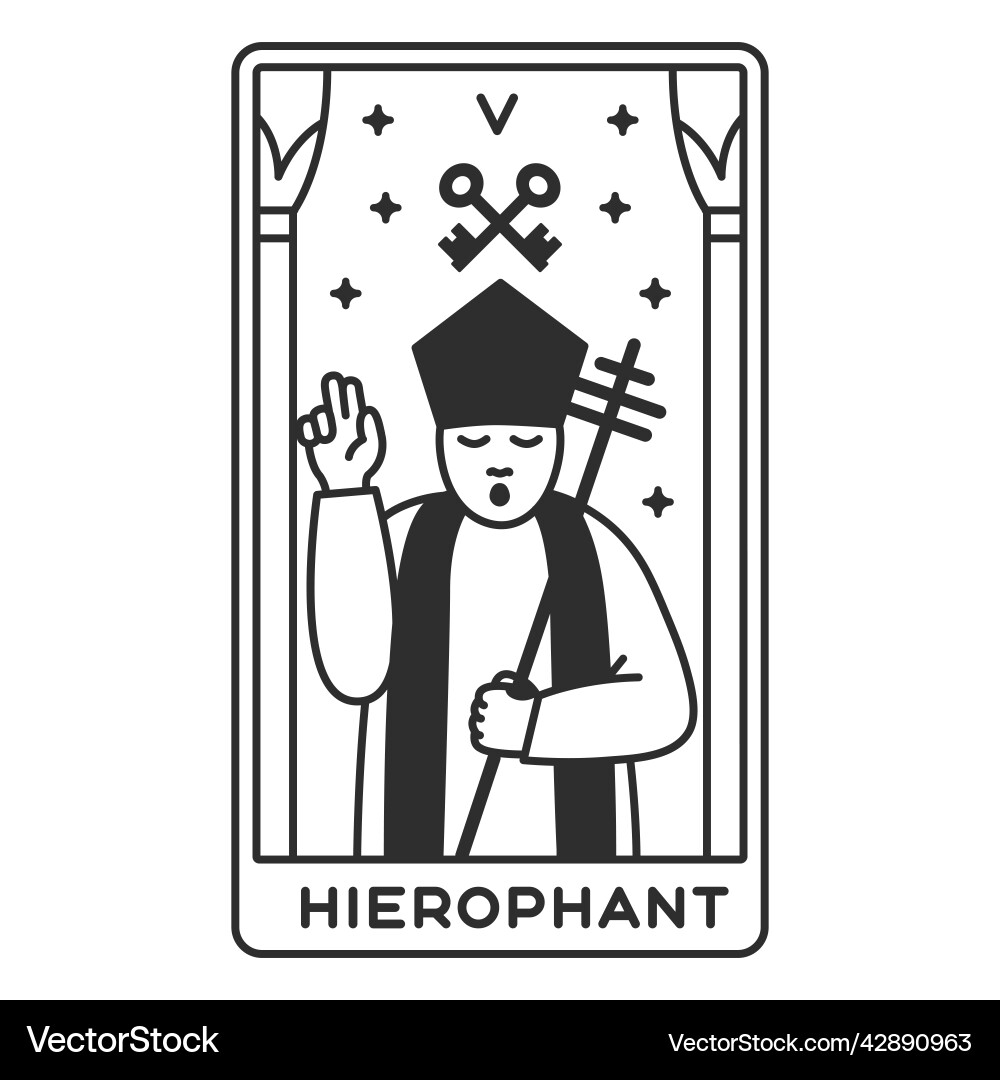 Tarot card hierophant filled stroke high quality Vector Image