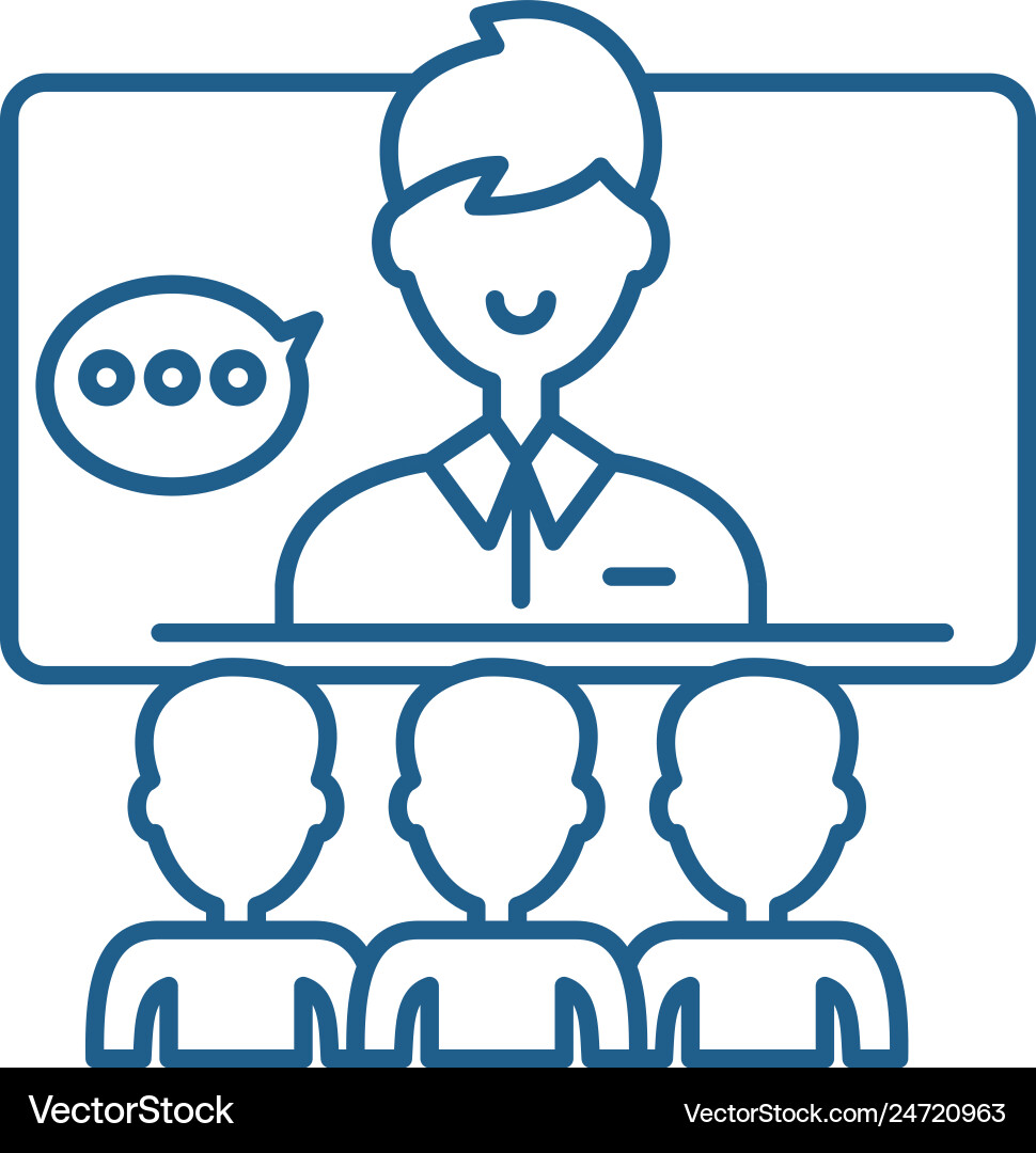 Teleconference line icon concept Royalty Free Vector Image