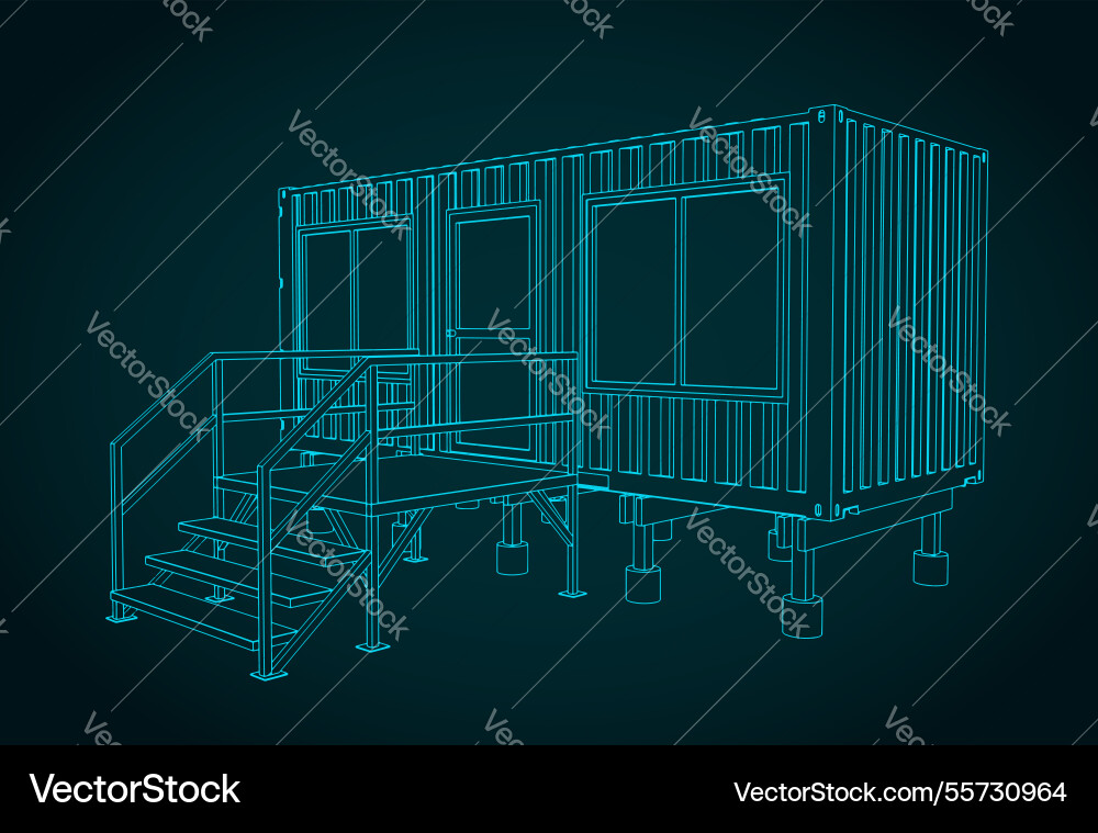 Container house drawing Royalty Free Vector Image