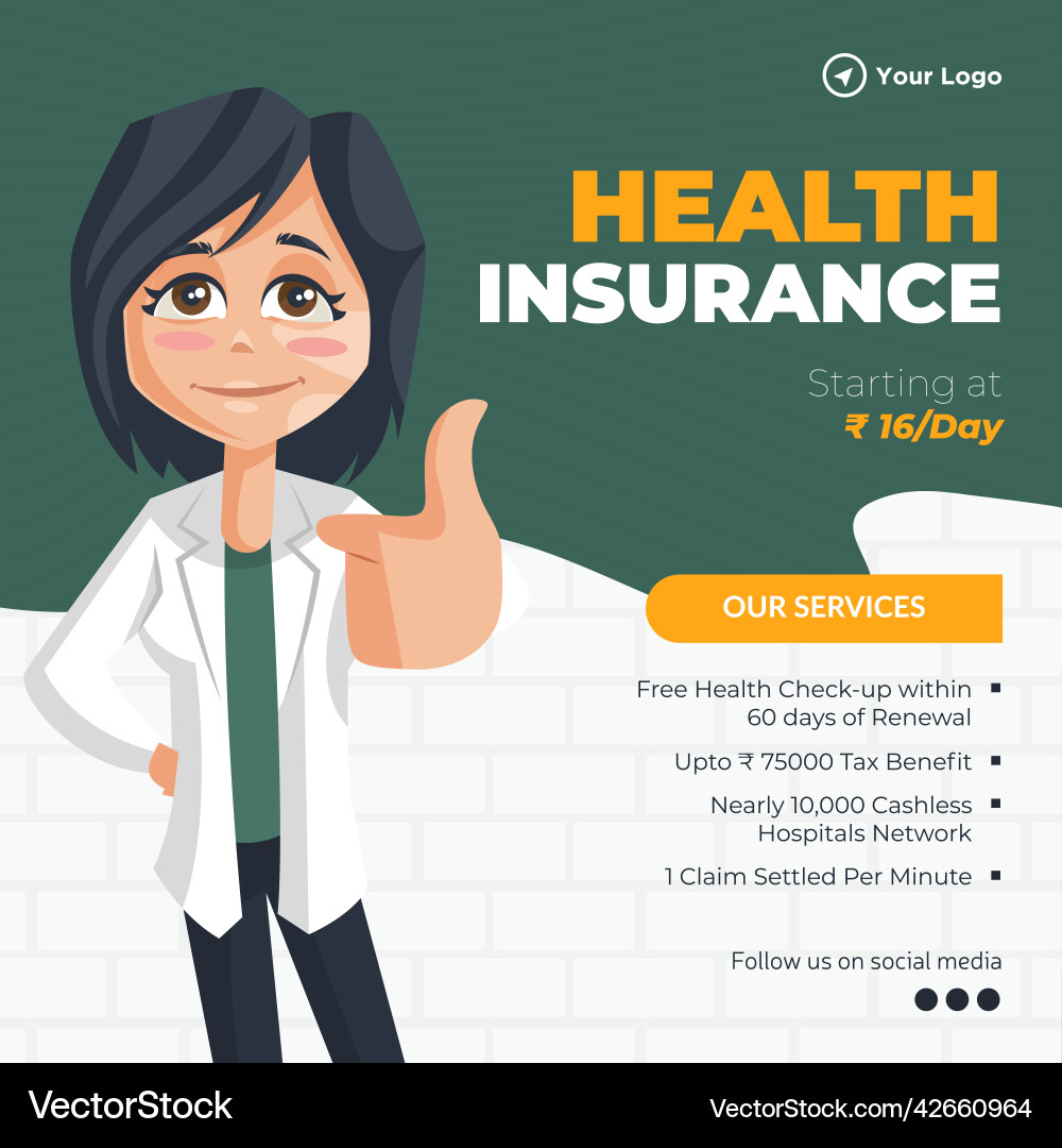 Health insurance banner design template Royalty Free Vector